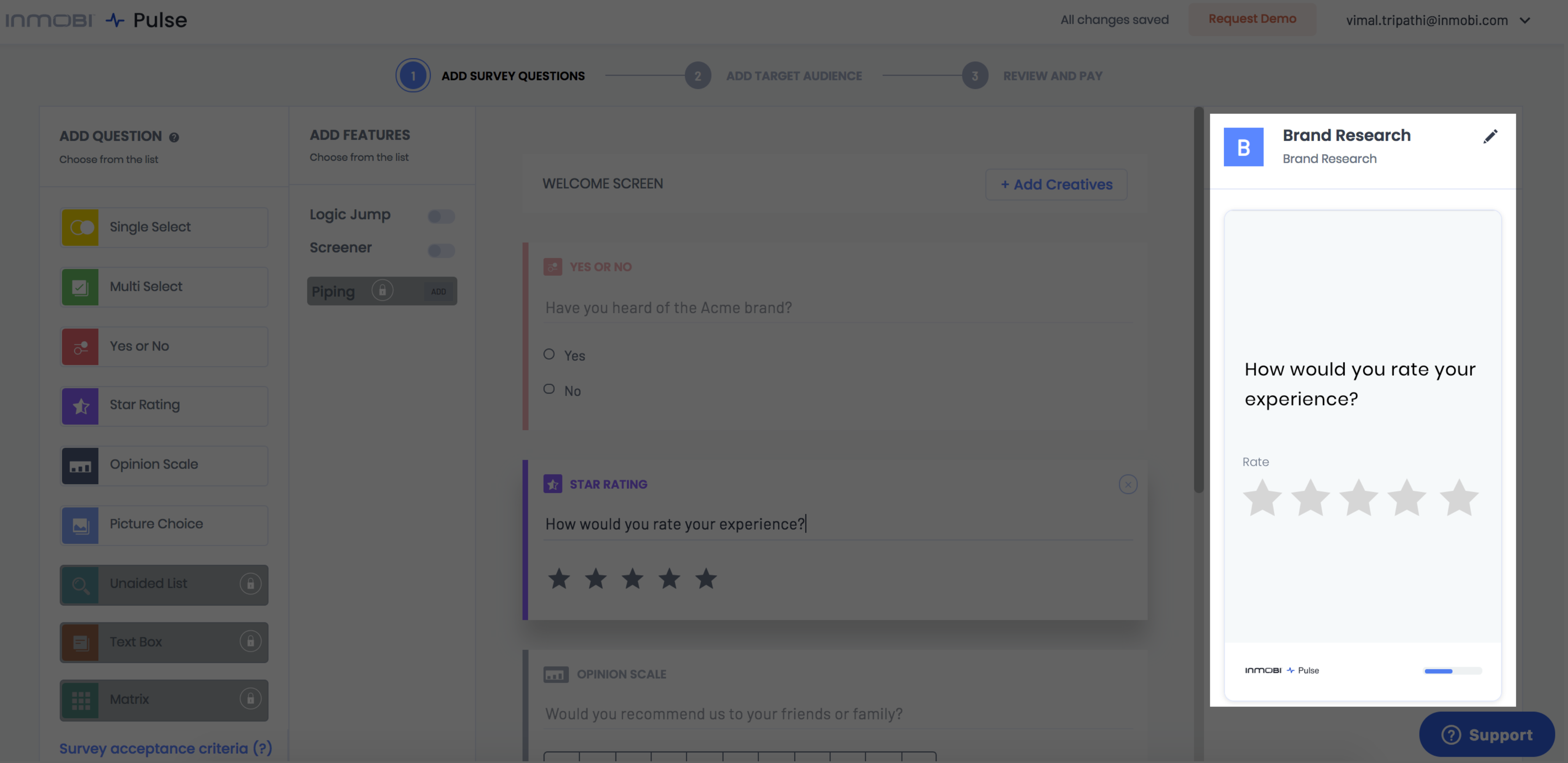 Generating Survey Preview – InMobi Pulse